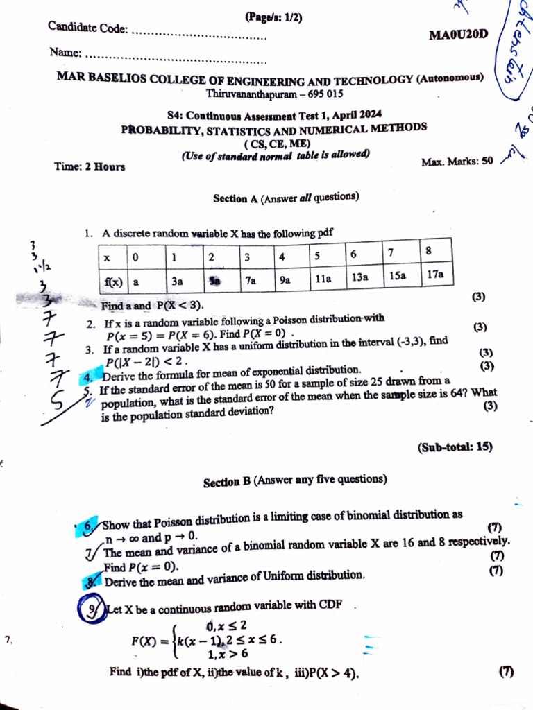 Numerical Methods QP 2025 S4 MATHS BASELIOUS (1) | PDF
