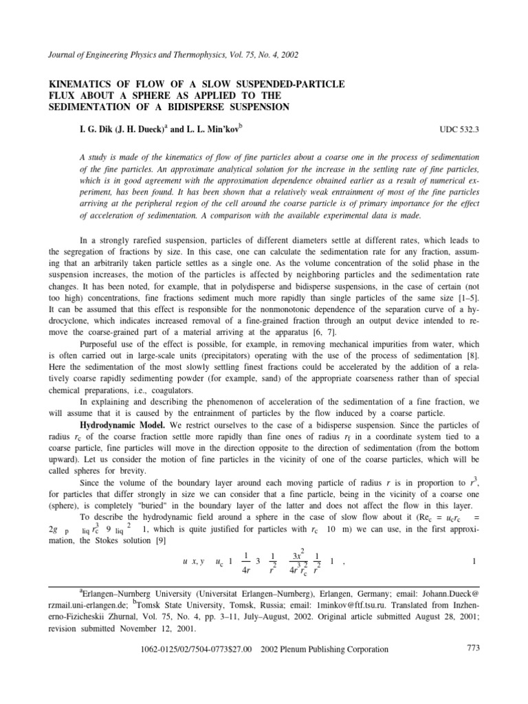 Kinematics of Flow of a Slow Suspended P | PDF | Velocity | Suspension ...