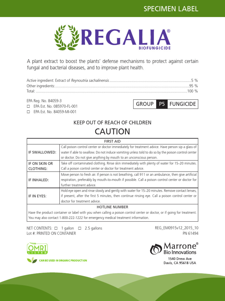 Regalia-Specimen-Label-REGSPE022.00 | PDF | Pump | Valve