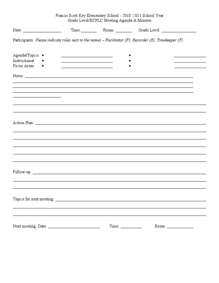 Grade Level Meeting Template | PDF