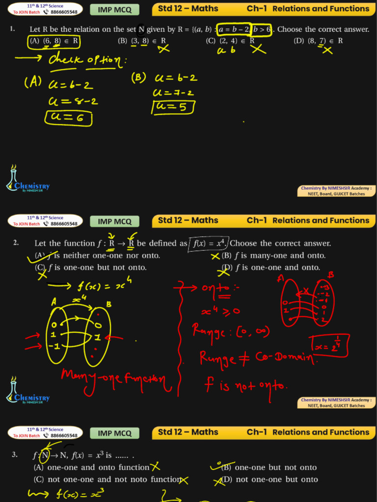 Std 12 Maths Ch-1 IMP MCQ (Eng. Med_208242c0-9db8-43d1-8abd-263e889d8244 | PDF