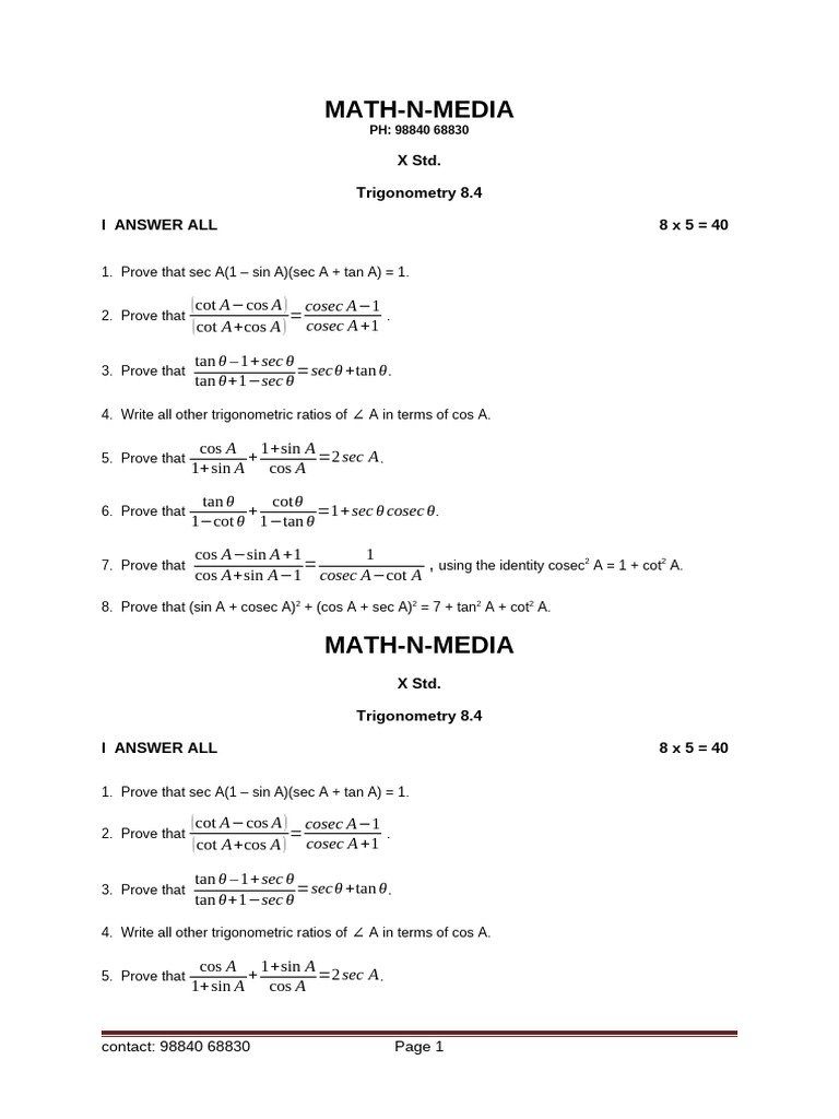 Trigonometry 8 4 | PDF
