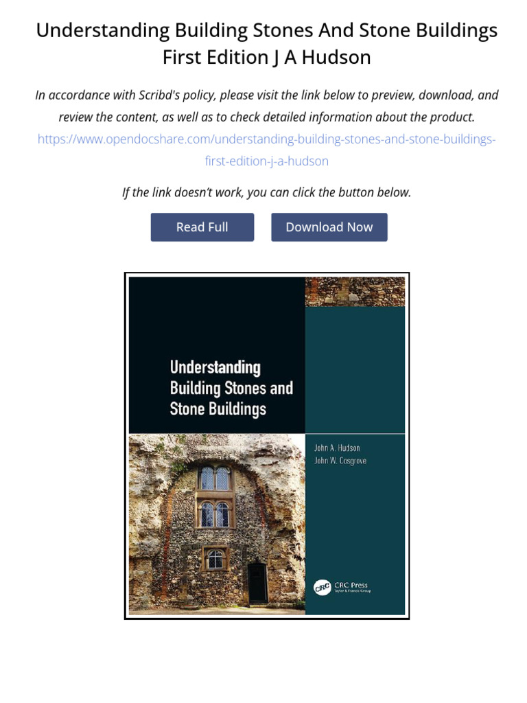 Understanding Building Stones and Stone Buildings First Edition J A ...