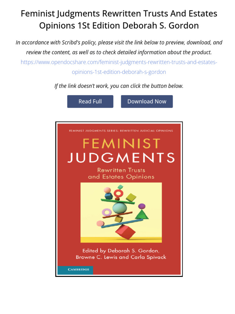 Feminist Judgments Rewritten Trusts and Estates Opinions 1st Edition ...