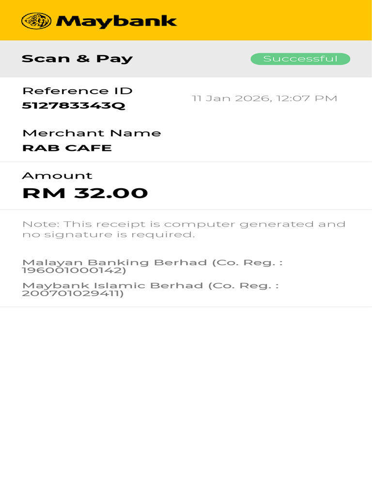 Scan & Pay Receipt - RAB CAFE | PDF