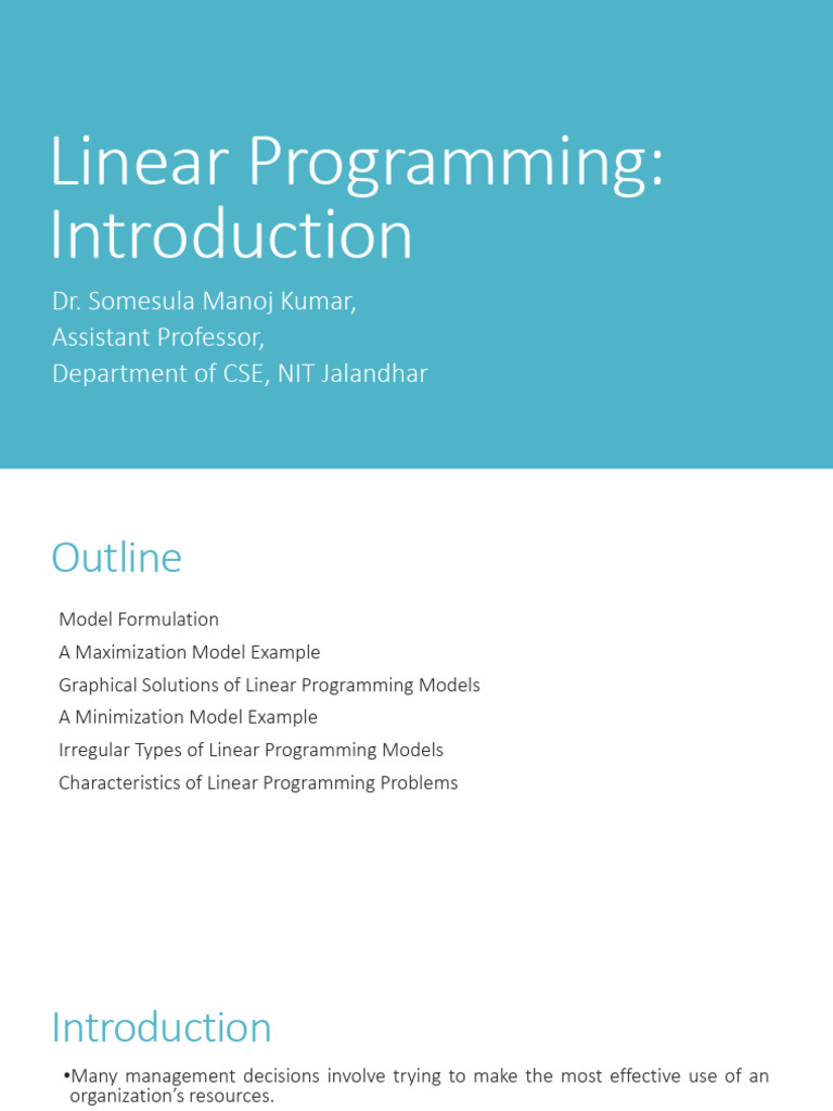 Linear Programming Introduction | PDF | Linear Programming ...