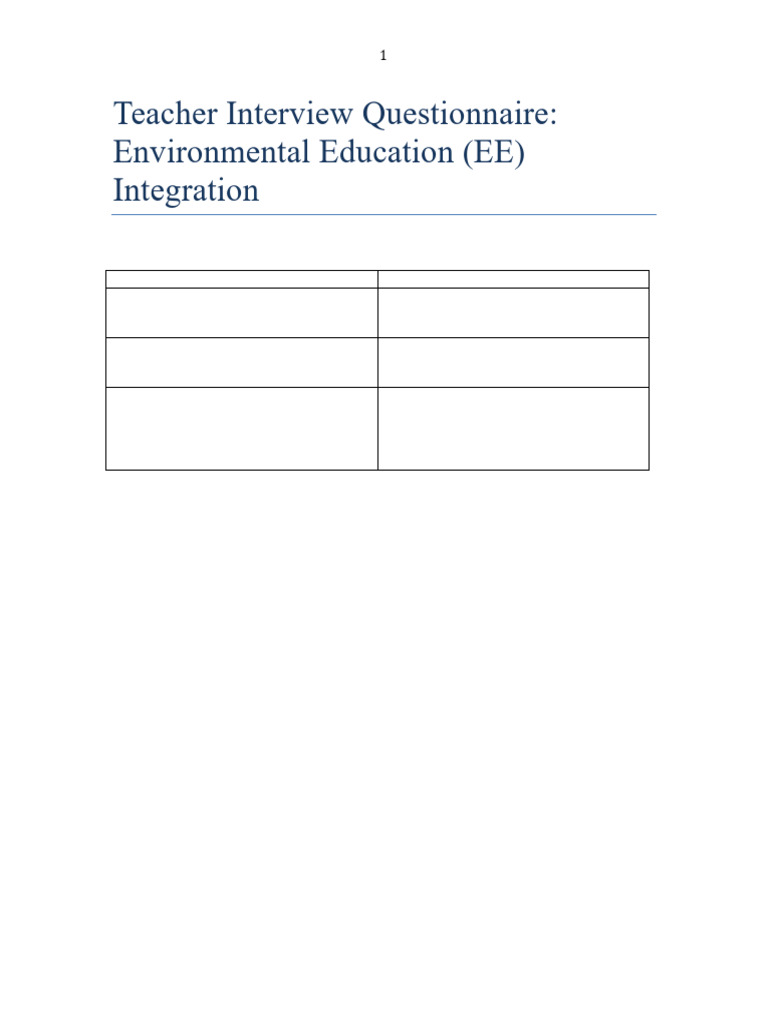 Teacher Interview Questionnaire EE | PDF