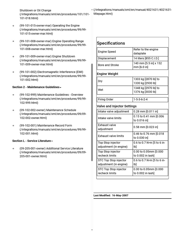 Cummins Engine Specifications & Adjustments | PDF | Vehicle Technology ...
