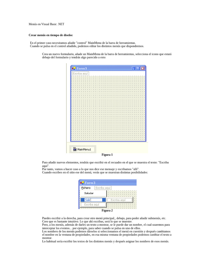 Menús en Visual Basic | PDF | Ingeniería de software | Software del sistema