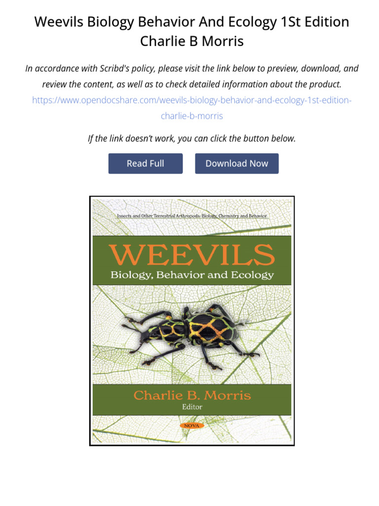 Weevils Biology Behavior And Ecology 1st Edition Charlie B Morris | PDF