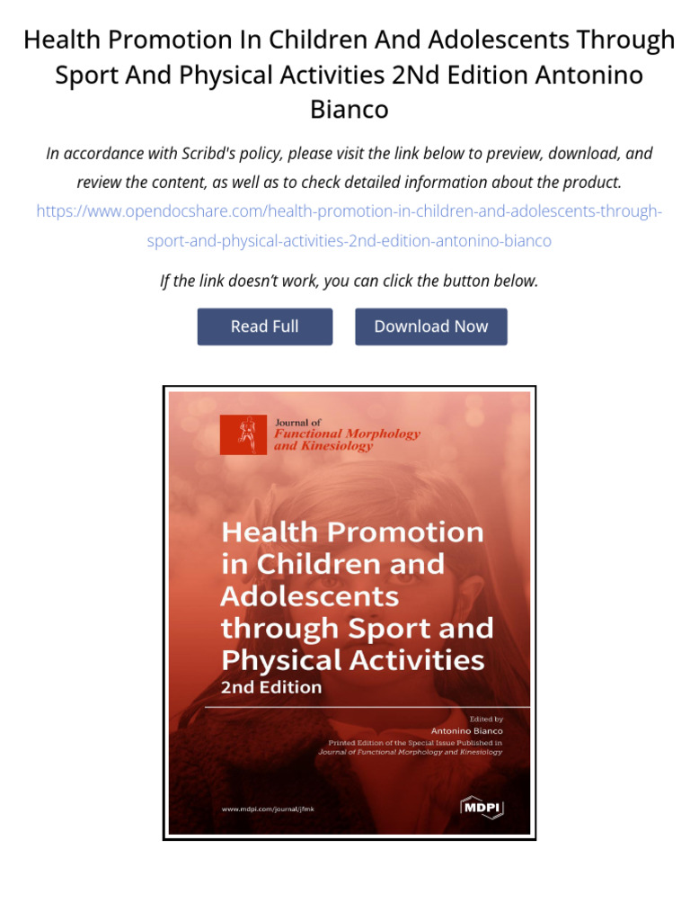 Health Promotion in Children and Adolescents Through Sport and Physical ...