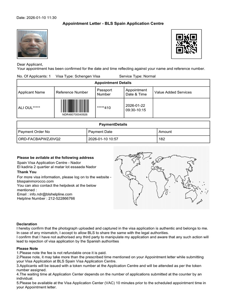 Appointment Letter NDR480700040926 | PDF | Travel Visa