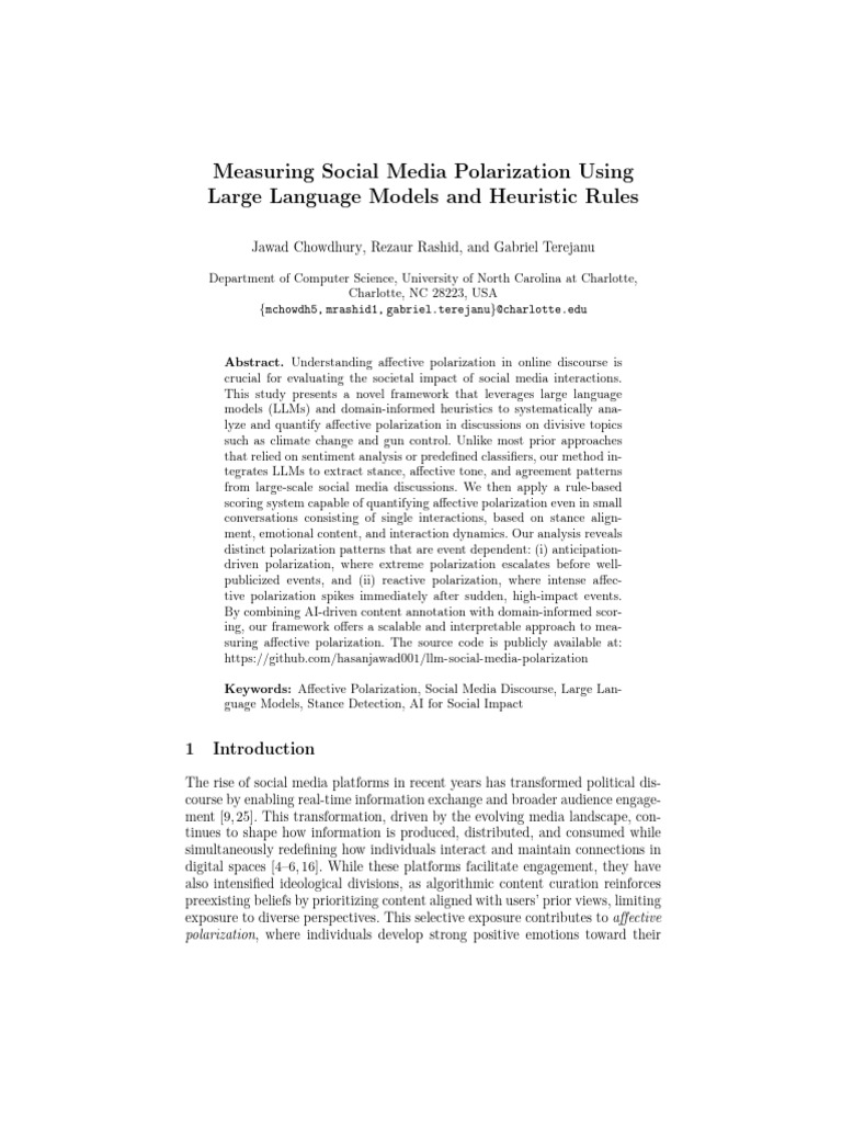 Measuring Social Media Polarization with LLMs | PDF