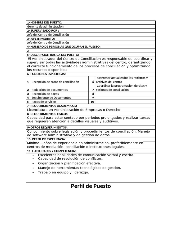Gerente de Administracion | PDF