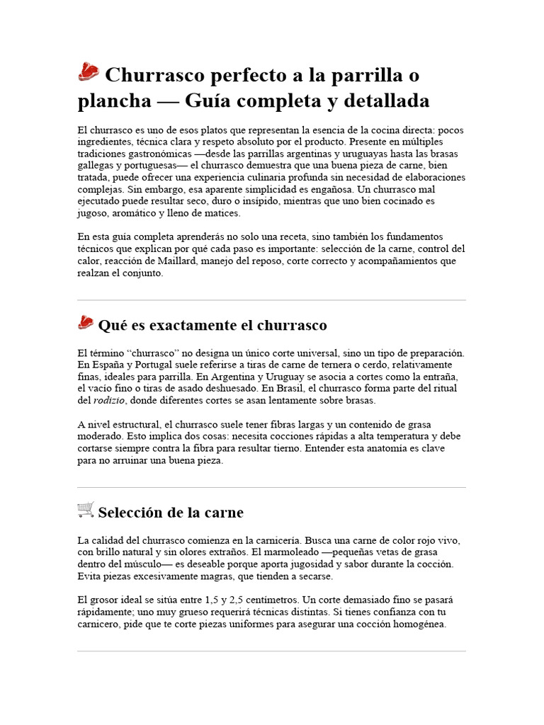 Churrasco perfecto a la parrilla o plancha | PDF | Carne | Cocinando
