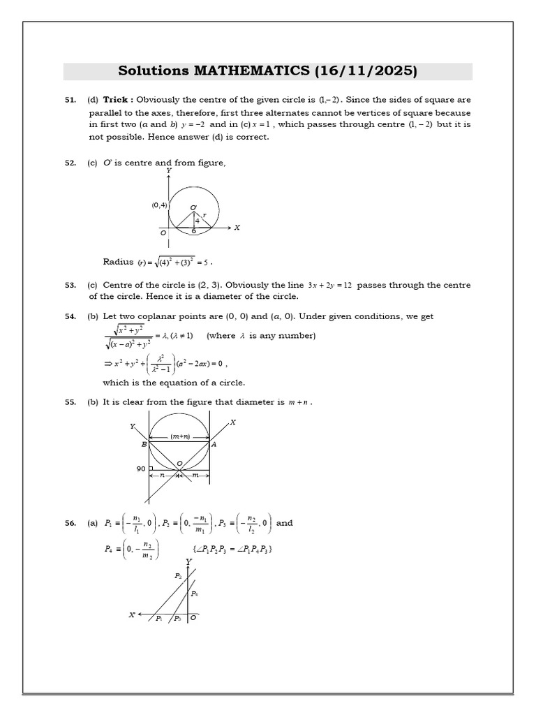 Solution New Star Maths 16-11-25 | PDF | Circle | Mathematics