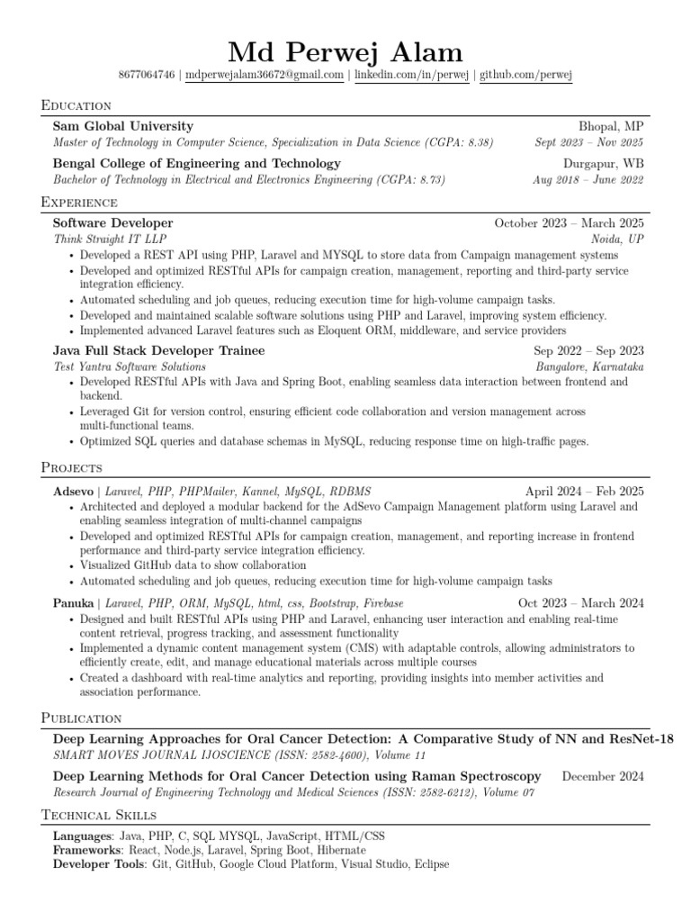 Assistant Professor Perwej Resume (1) | PDF | My Sql | Php