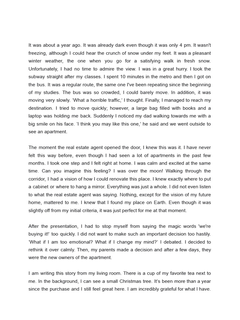 Winter Story_university Writing Paper | PDF | Feeling | Mind