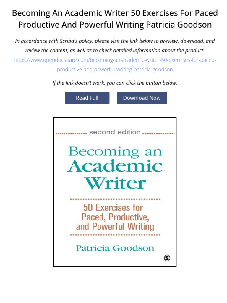 Becoming an Academic Writer 50 Exercises for Paced Productive and ...