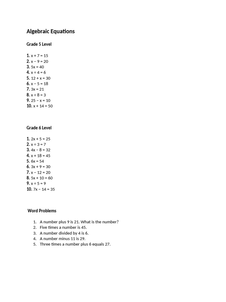 Algebraic Equations | PDF