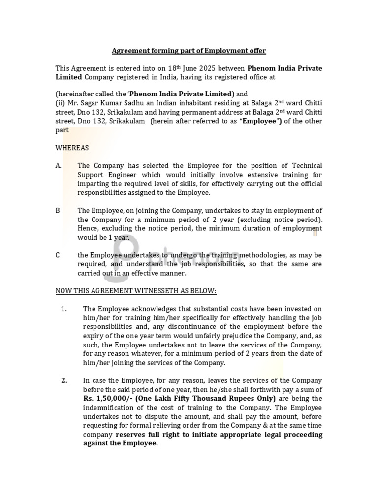 Employment-Bond (1) | PDF | Arbitration | Business
