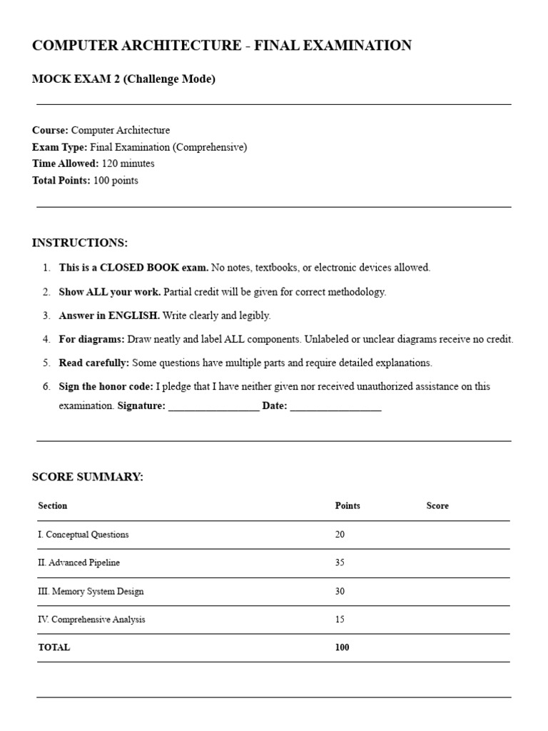 Mock Final Exam 2 - Challenge Mode | PDF | Cpu Cache | Central ...