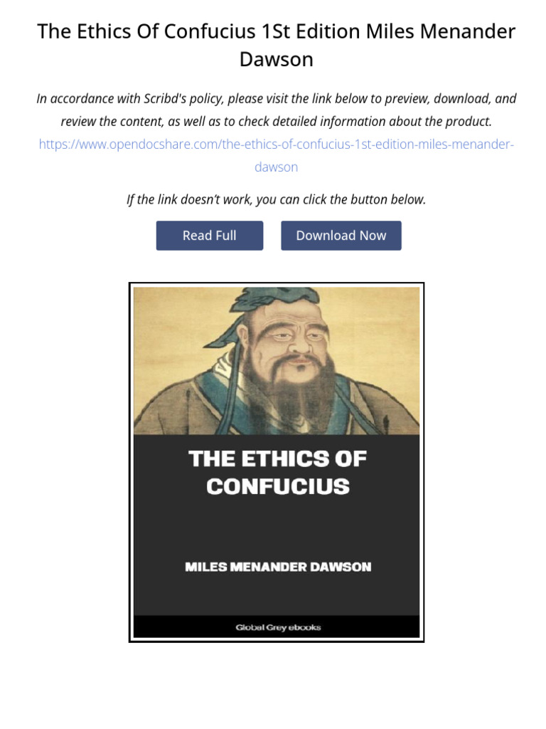 The Ethics of Confucius 1st Edition Miles Menander Dawson | PDF ...