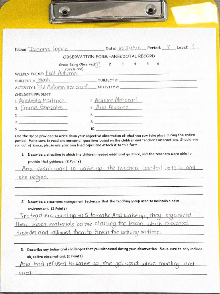 Observation Form | PDF
