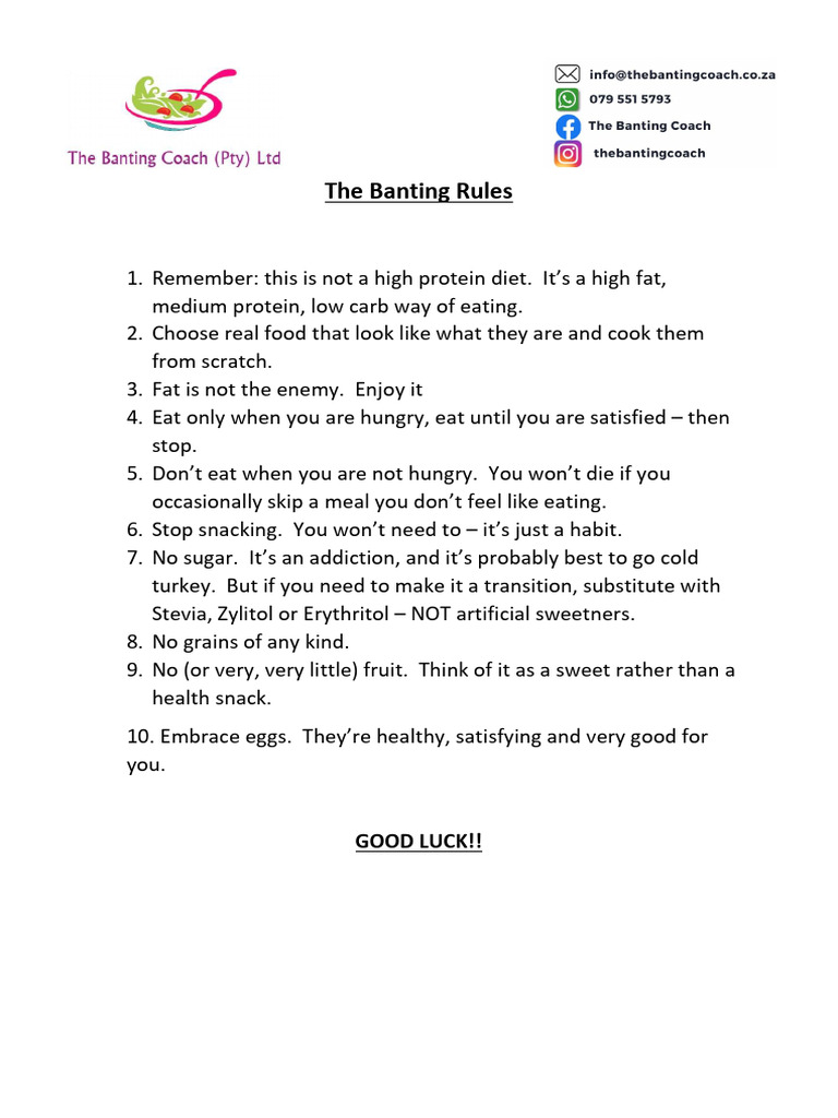 The Banting Rules (1) | PDF