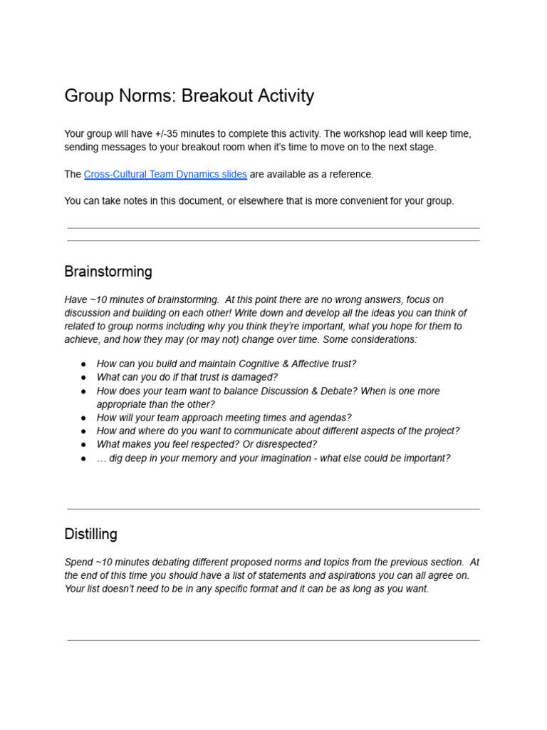 4. Group Norms_ Breakout Activity - Group 4 | PDF | Cognitive Psychology | Cognitive Science