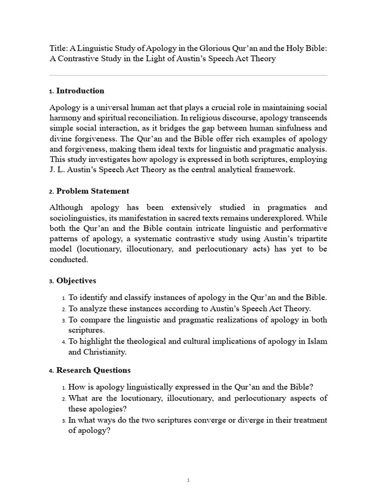 Apology Proposal Full. | PDF | Forgiveness | Quran