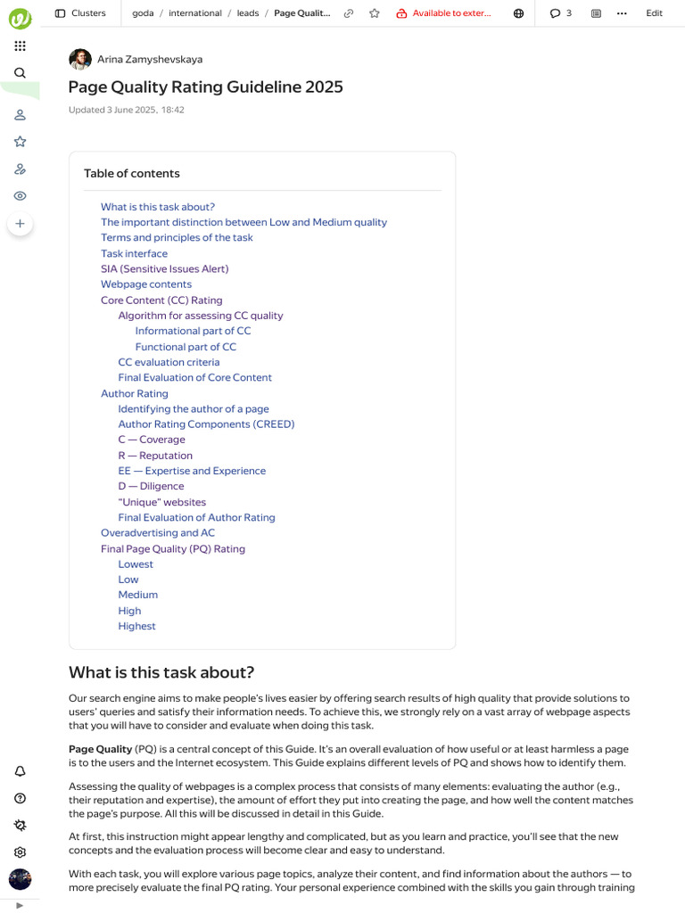 Page Quality Rating Guideline 2025 - Wiki | PDF | Expert | Reputation