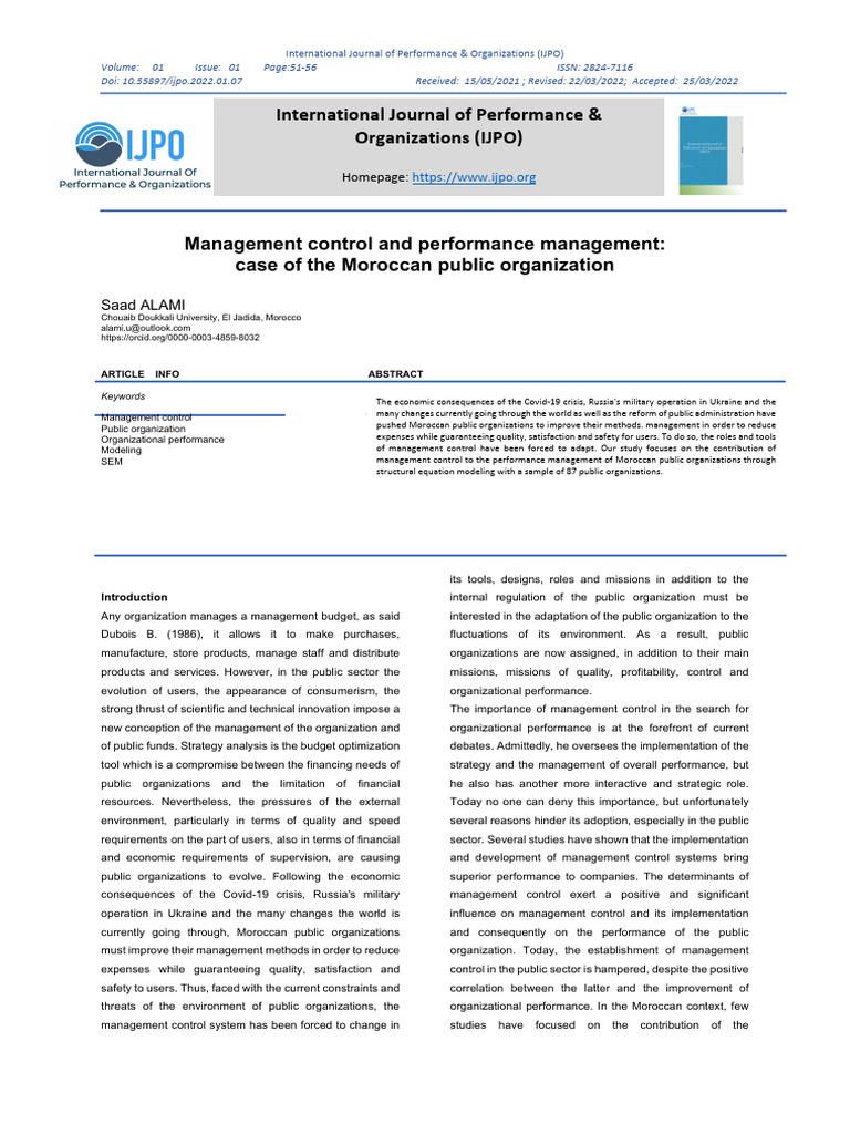 Management Control and Performance Management | PDF | Hypothesis | Methodology