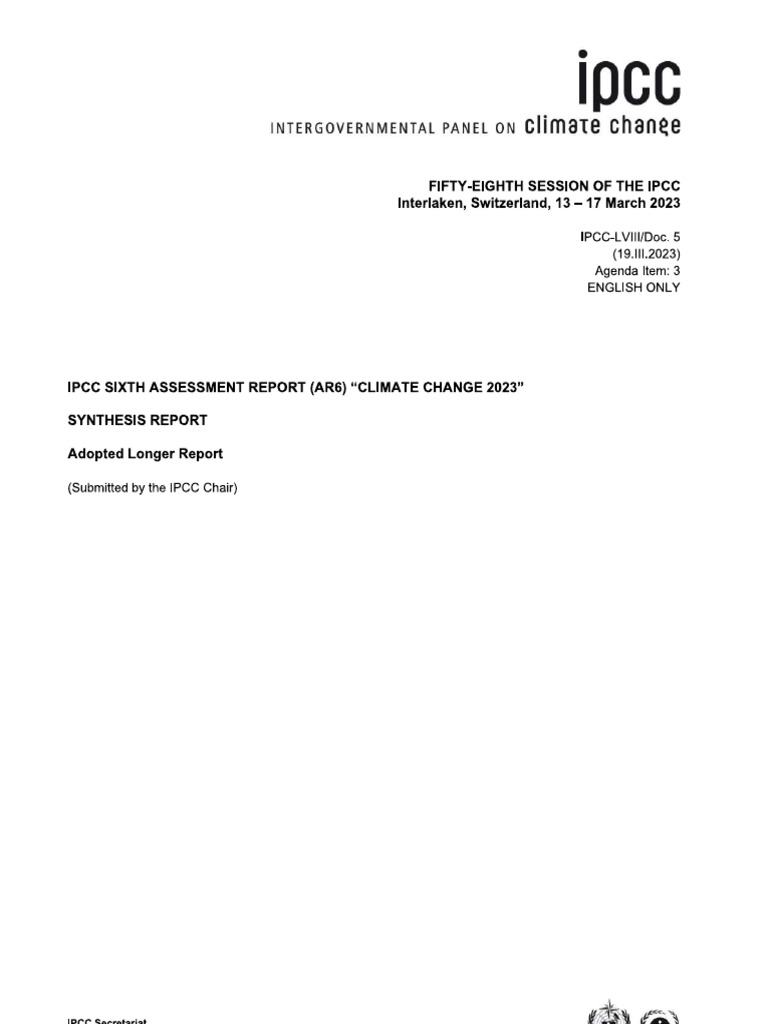 Climate Change-IPCC Sixth Report | PDF