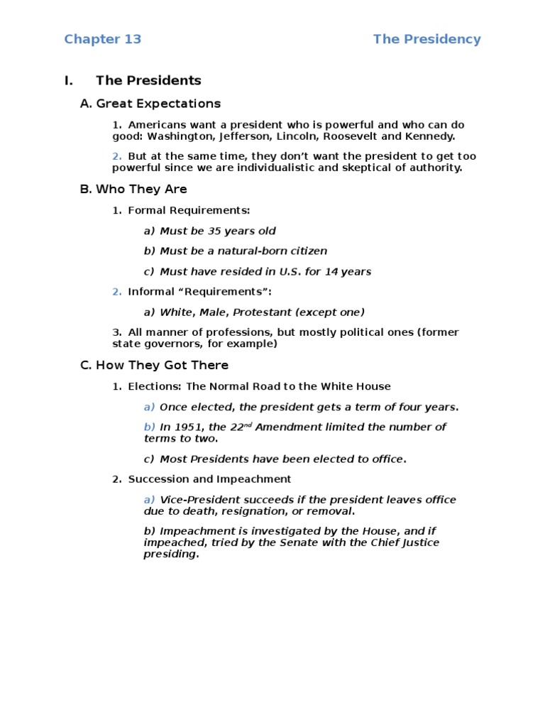 CH 13 President | PDF | Presidents Of The United States | American ...