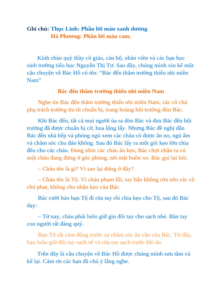 HS Kể chuyện Bác Hồ | PDF