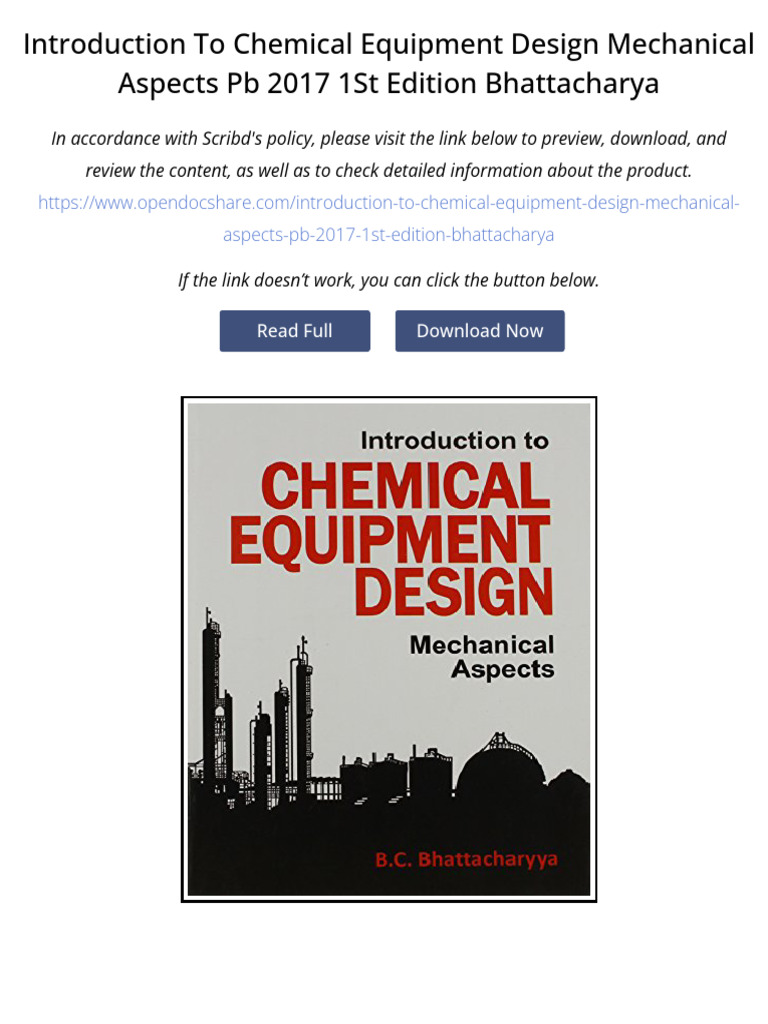 Introduction To Chemical Equipment Design Mechanical Aspects Pb 2017 ...