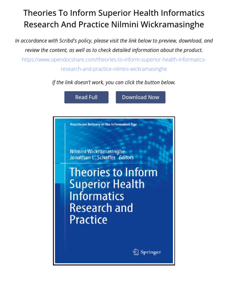 Theories to Inform Superior Health Informatics Research and Practice ...