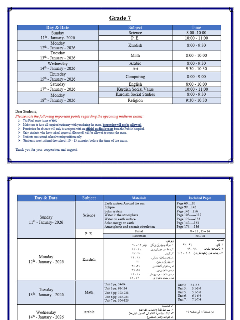 Grade 7 Midterm Exam Guidelines | PDF | Earth | Linguistic Morphology