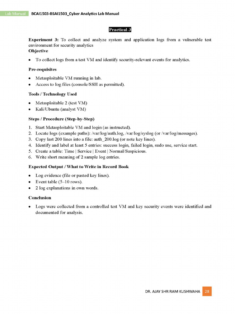 Lab-3 to Collect and Analyze System and Application Logs From a ...