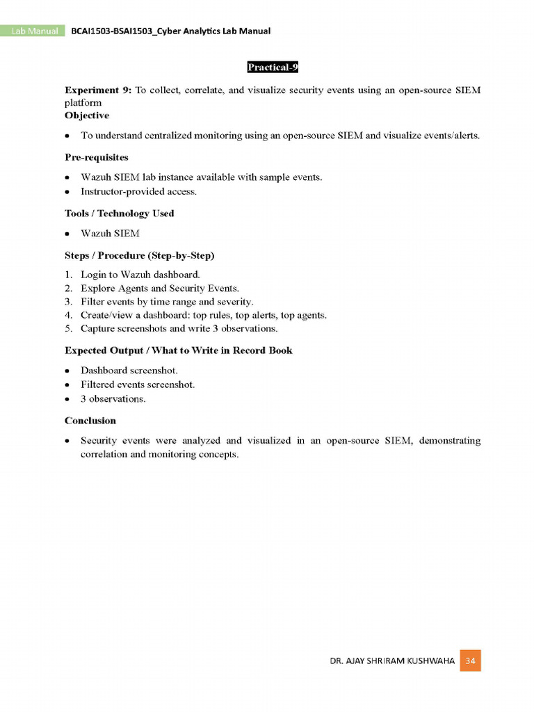 Lab-9 to Collect, Correlate, And Visualize Security Events Using an ...