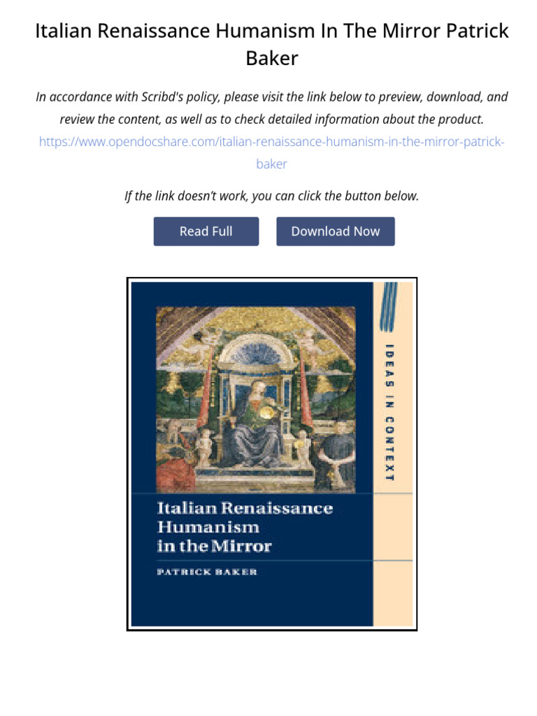 Italian Renaissance Humanism In The Mirror Patrick Baker | PDF ...