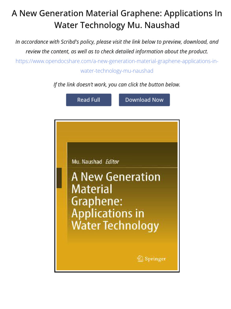 A New Generation Material Graphene: Applications in Water Technology Mu ...