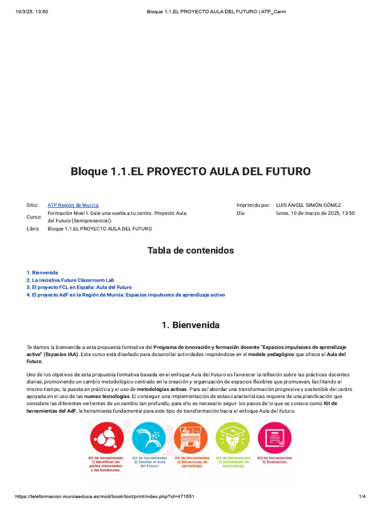 Bloque 1.1.El Proyecto Aula Del Futuro _ Atp_carm | PDF | Enseñando | Salón de clases