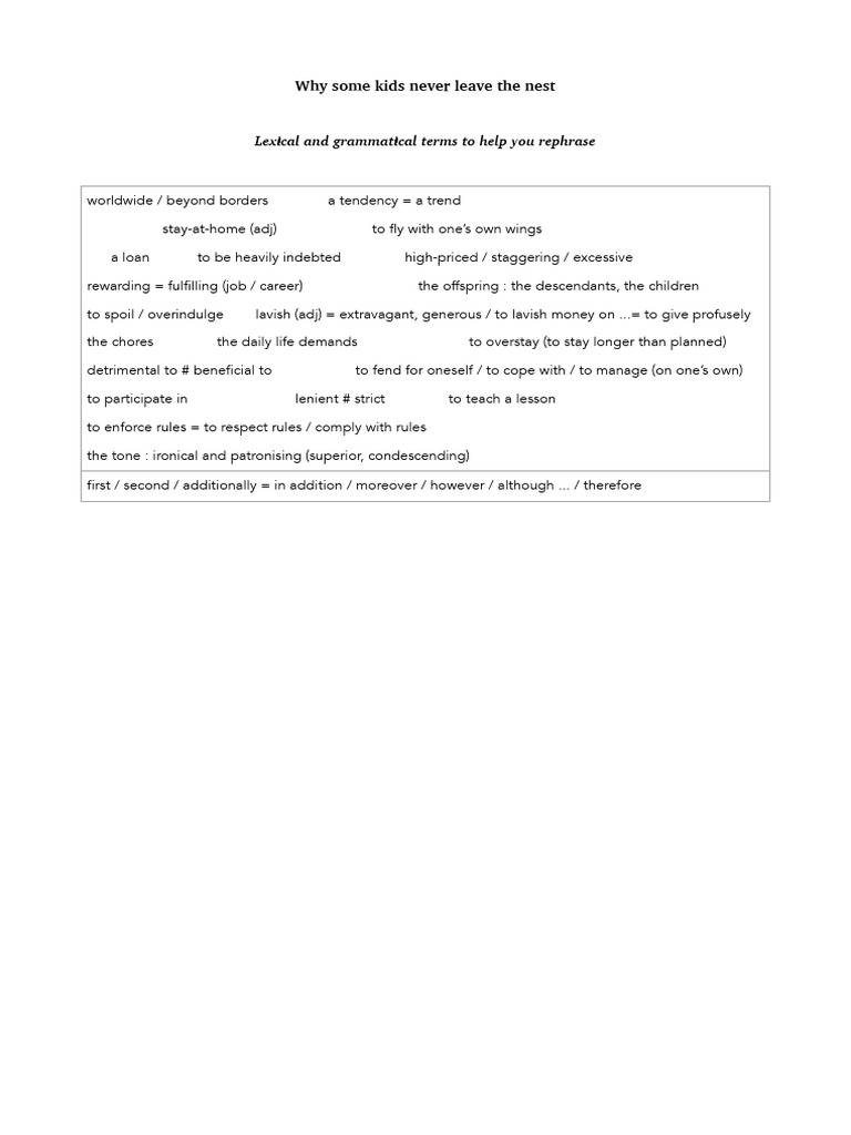 Young People Family Nest_rephrasing | PDF