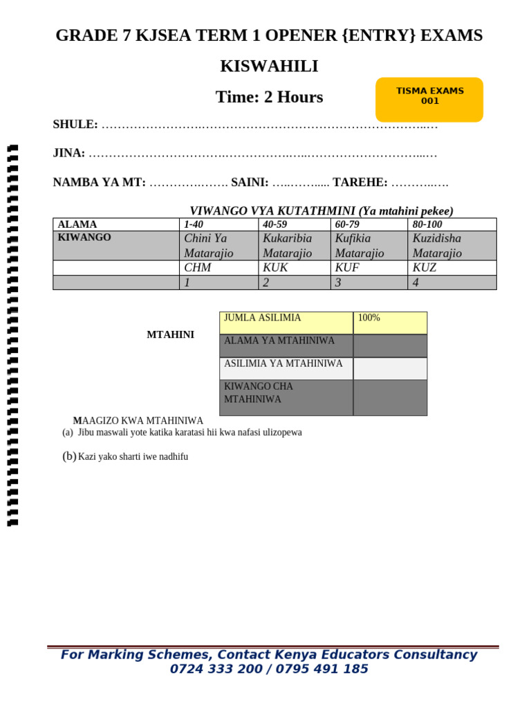 Kiswahili Qs Md | PDF