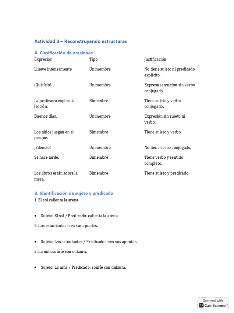 Actividad 3 unidad 5 | PDF | Oración (Lingüística) | Asunto (gramática)