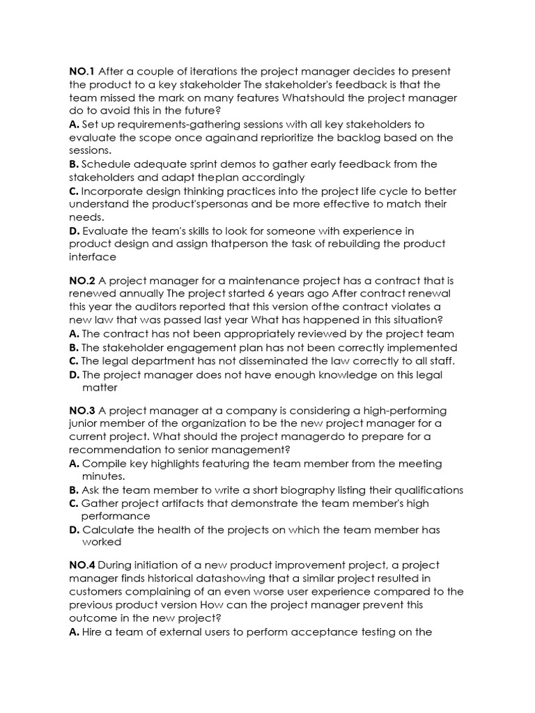 PMP Exam Questions - 2nd Set for Discussions 2023 | PDF | Scrum ...