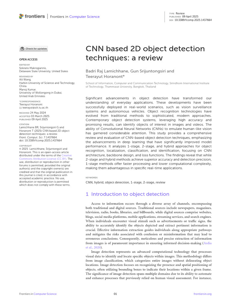 CNN-Based 2D Object Detection Review | PDF | Deep Learning | Computer ...
