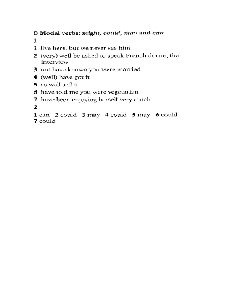 Modal Verbs Answers | PDF